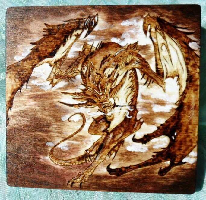 Dragon Pyrography Cigar Box - Etsy