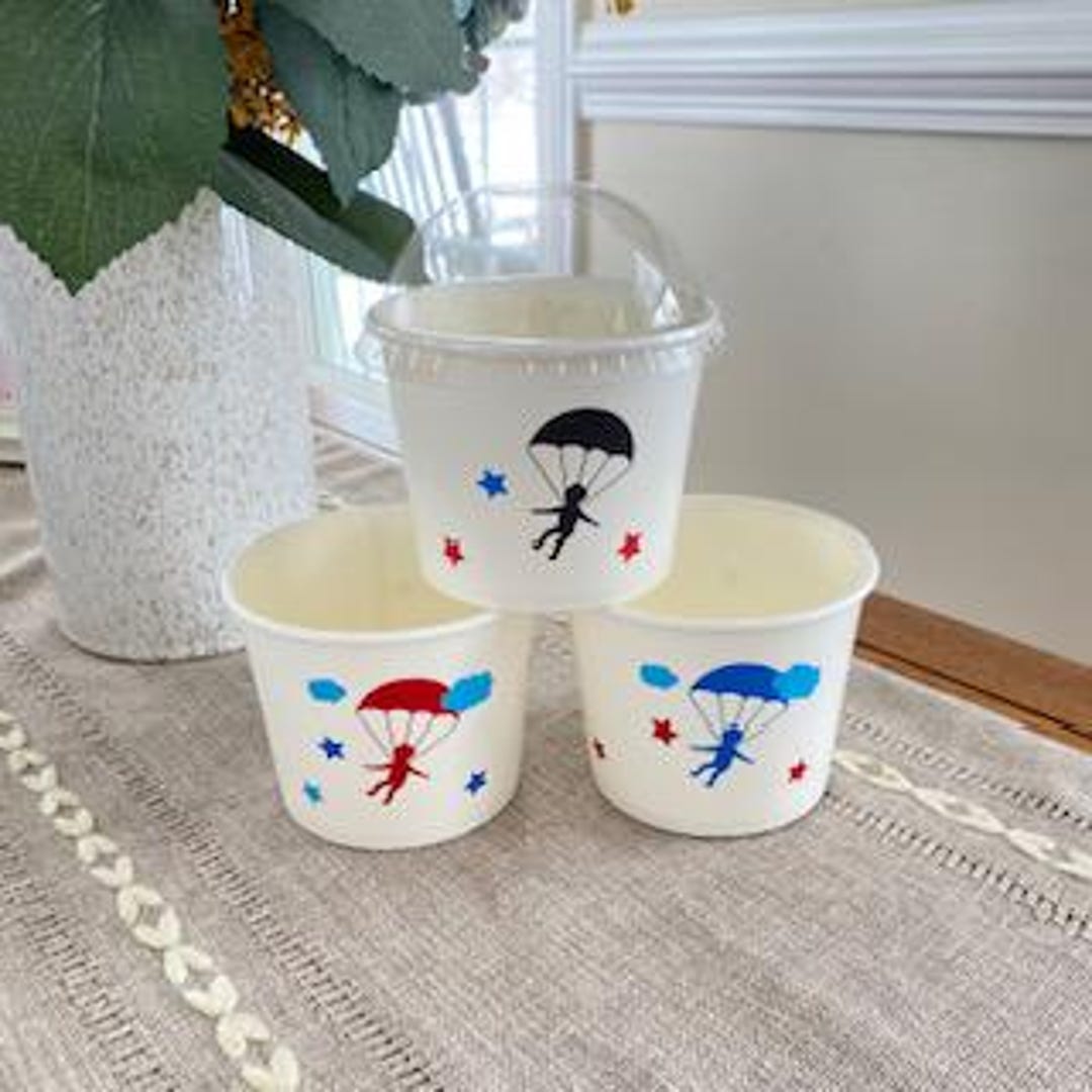 Sky Diving Snack Cups, Army Parachute Snack Cups, Soldier Birthday ...