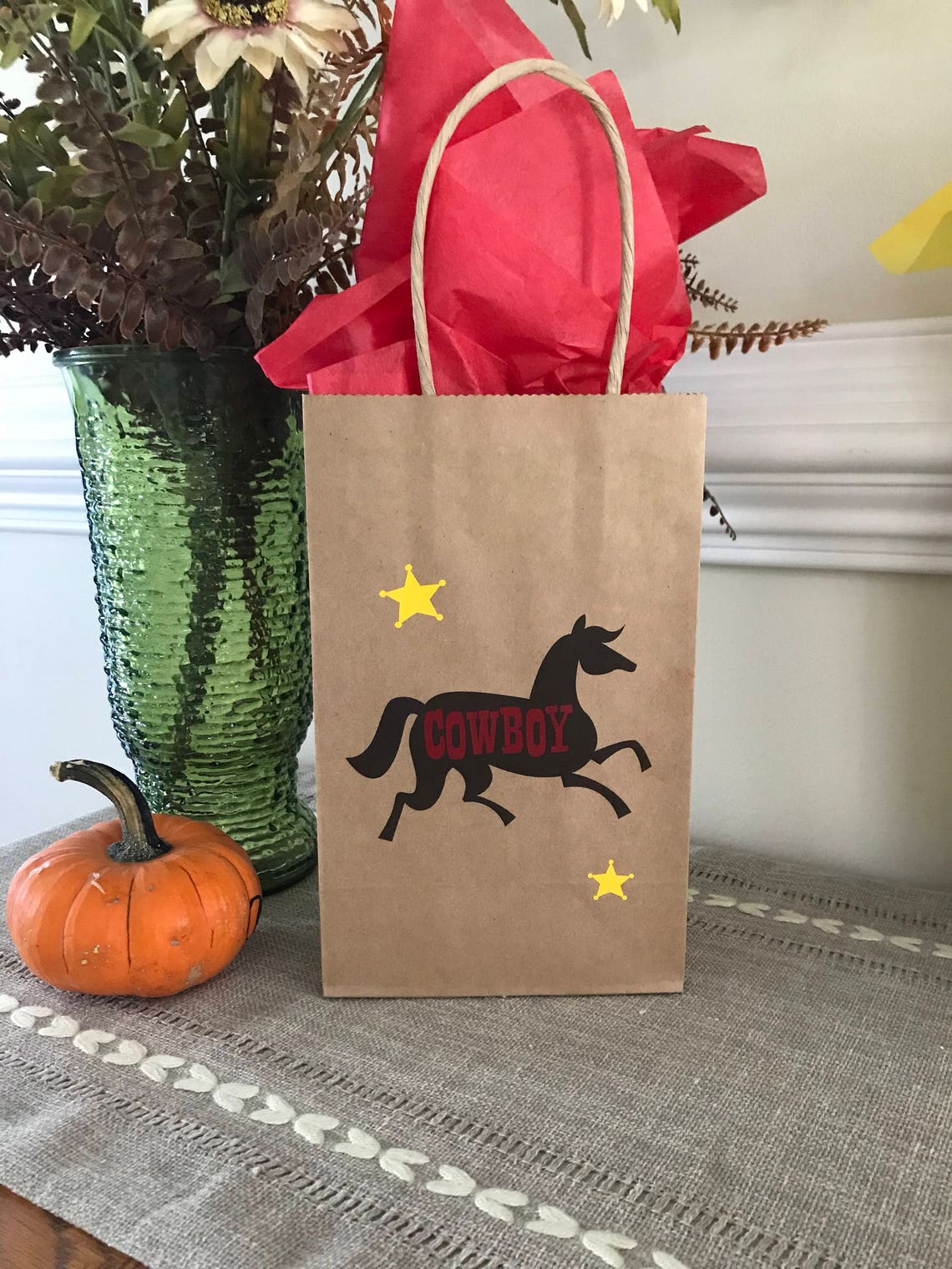 Cowboy Gift Bag, Cowboy Birthday Bag, Horse Party Bag, Western Birthday ...