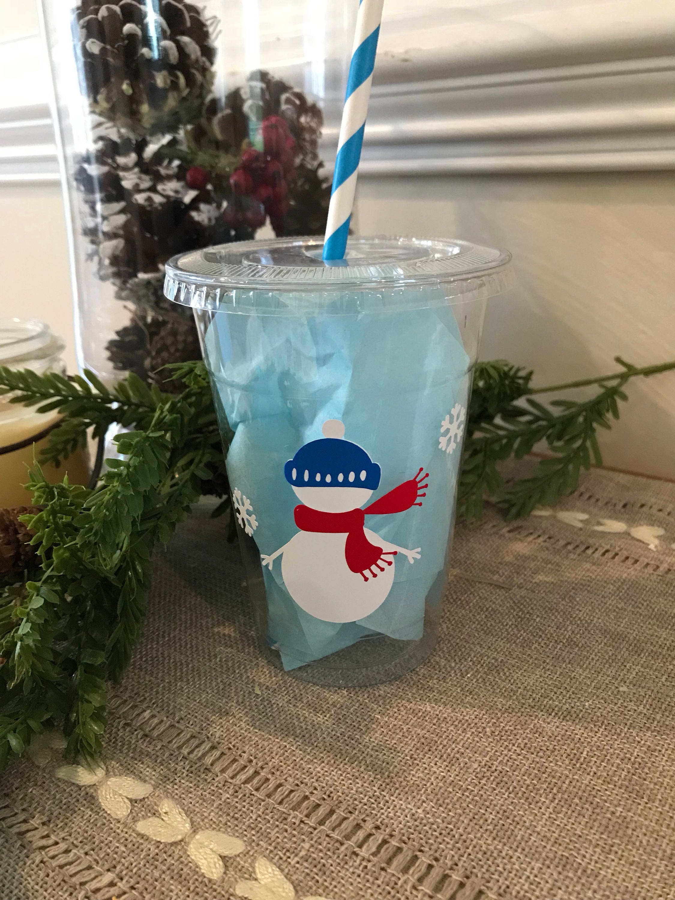 Snowman Party Cups Snowman Birthday Party Cups Winter Party - Etsy