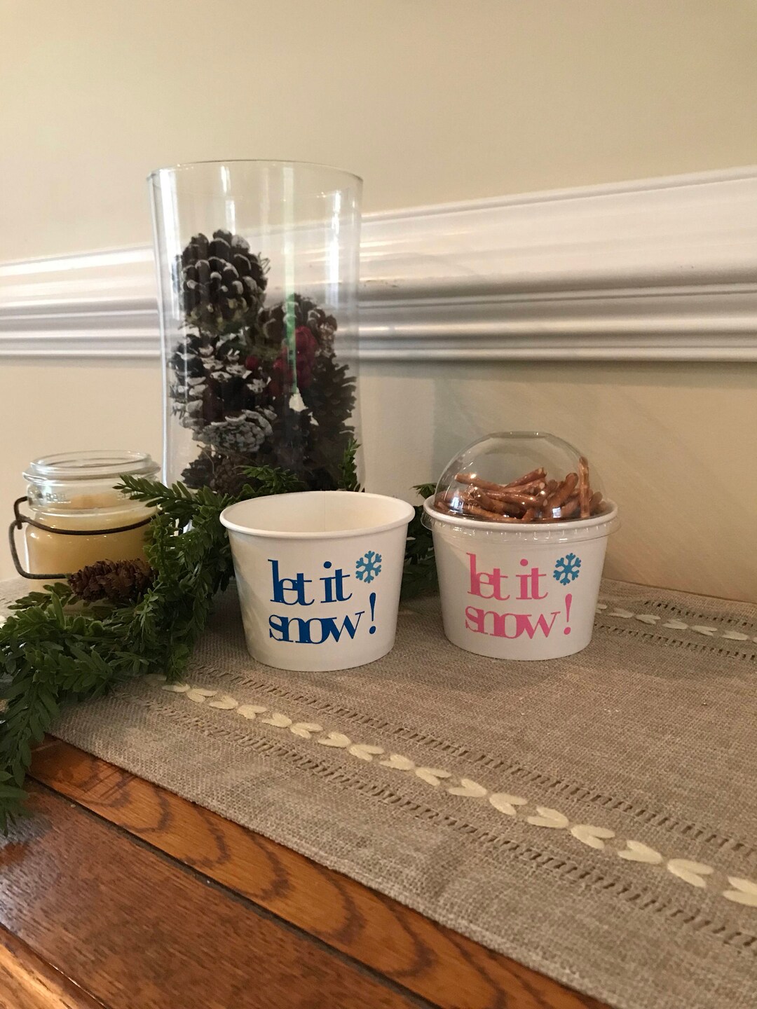 Let It Snow Snack Cup, Snowflake Snack Cup, Snowflake Treat Cup, Winter ...