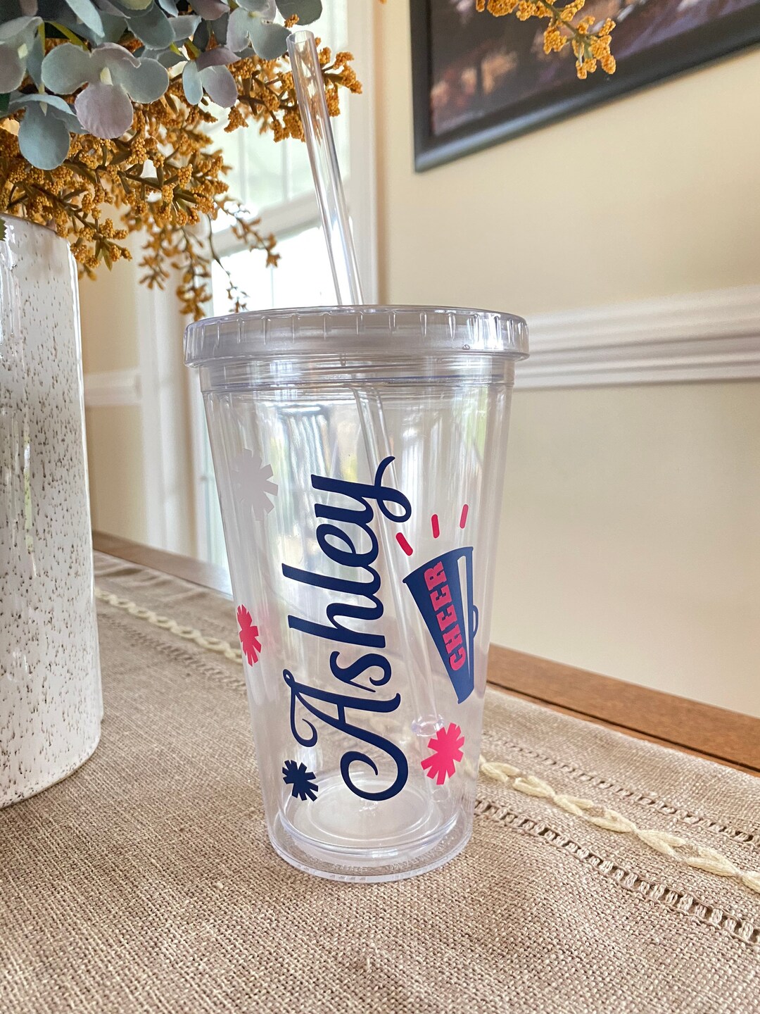 Personalized Cheerleader Cup, Cheer Tumbler, Clear Acrylic 16oz Tumbler ...
