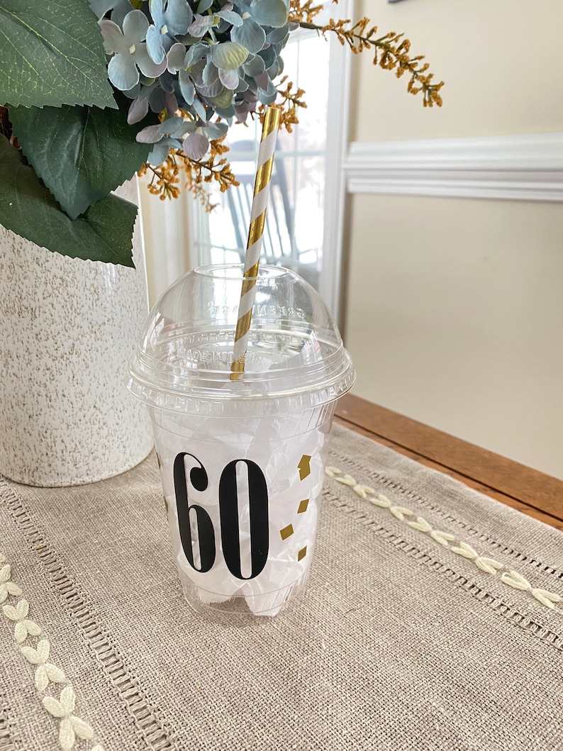 60th Birthday Party Cups, Biodegradable 16 Oz Milestone Party Supplies ...