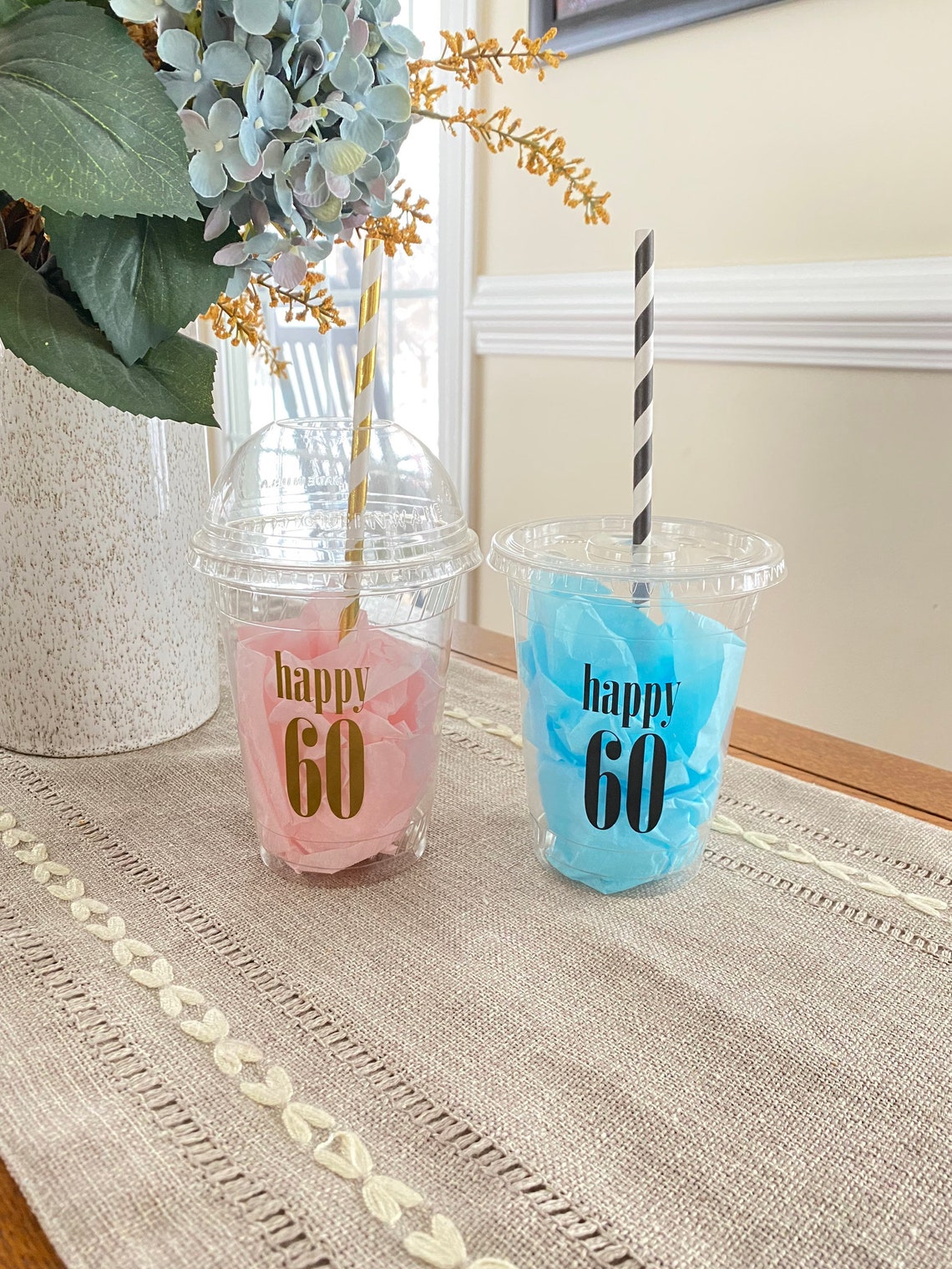 Happy 60th Birthday Cups With Straws, 16 Oz Party, Milestone Birthday ...