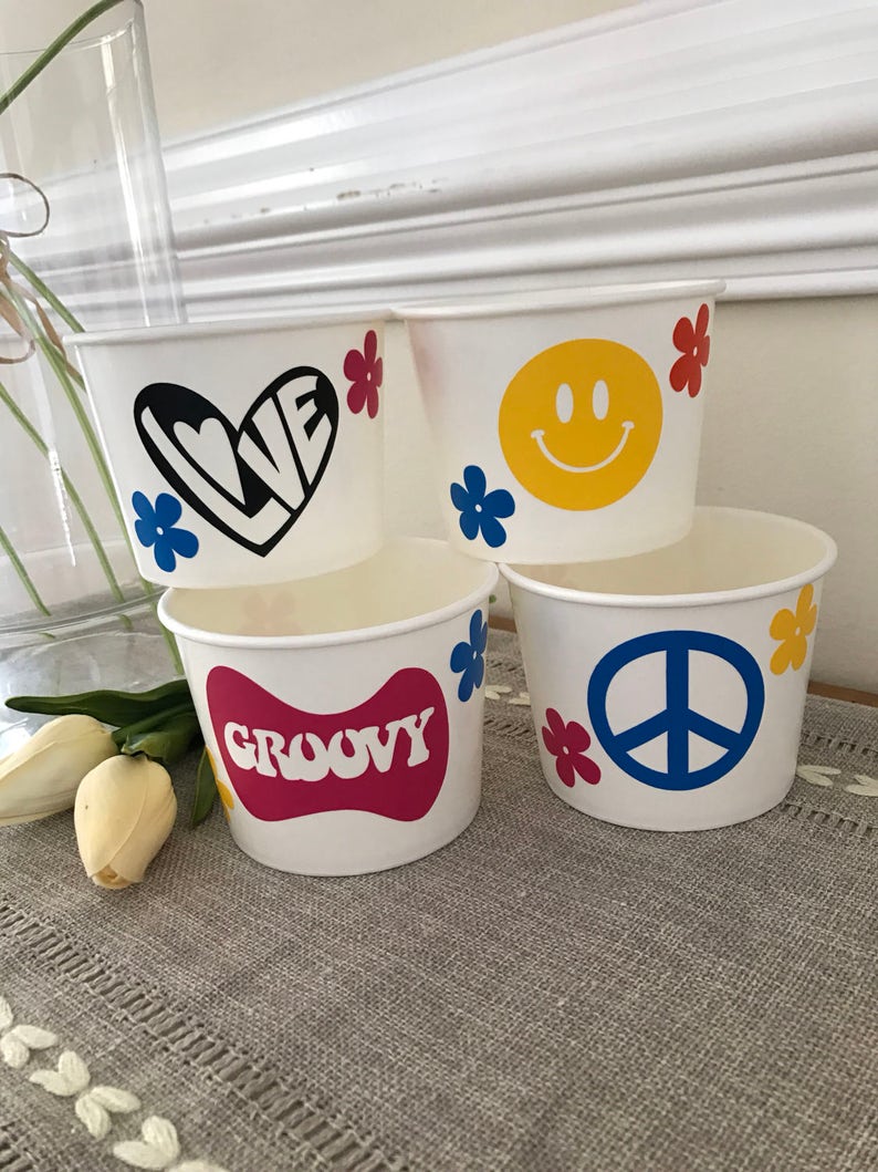 Hippie Party Snack Cups Retro Birthday Snack Cups Disco | Etsy