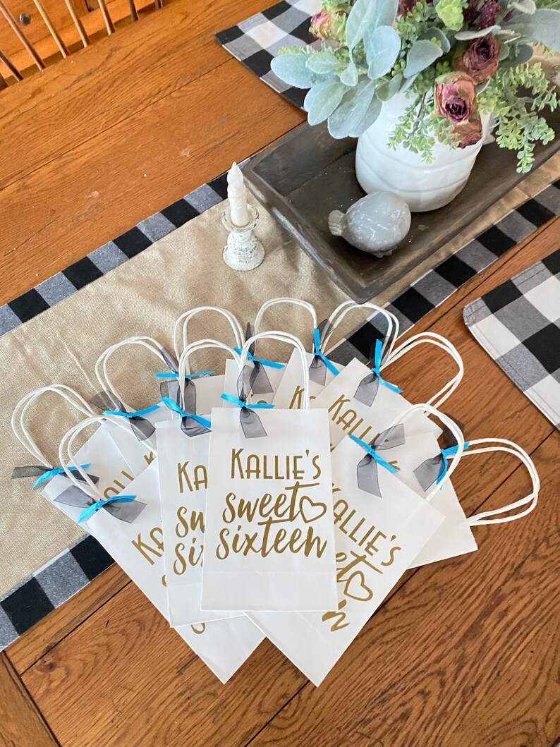 Sweet Sixteen Favor Bag, Personalized 16th Birthday Party Treat Bag - Etsy