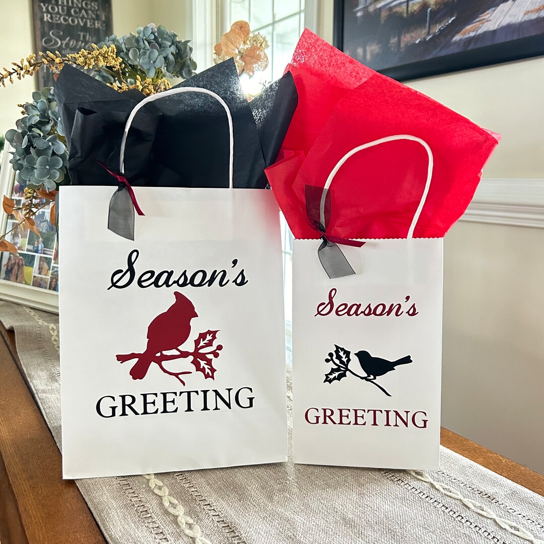 Cardinal Christmas Gift Bags, Holiday Party Favor Bags - Etsy