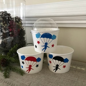 Sky Diving Snack Cups, Army Parachute Snack Cups, Soldier Birthday ...