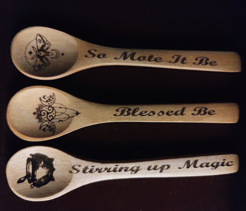 Kitchen Witch Teaspoon Set of 3 Decorative Engraved Spoons - Etsy