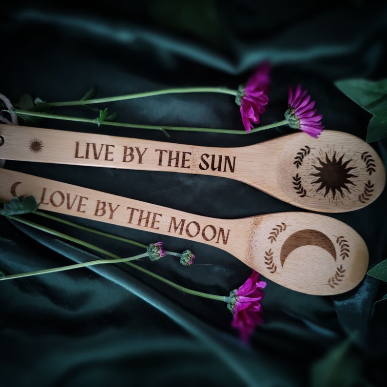 Sun and Moon Decorative Wood Spoon Set of 3 Lunar Spoon | Etsy