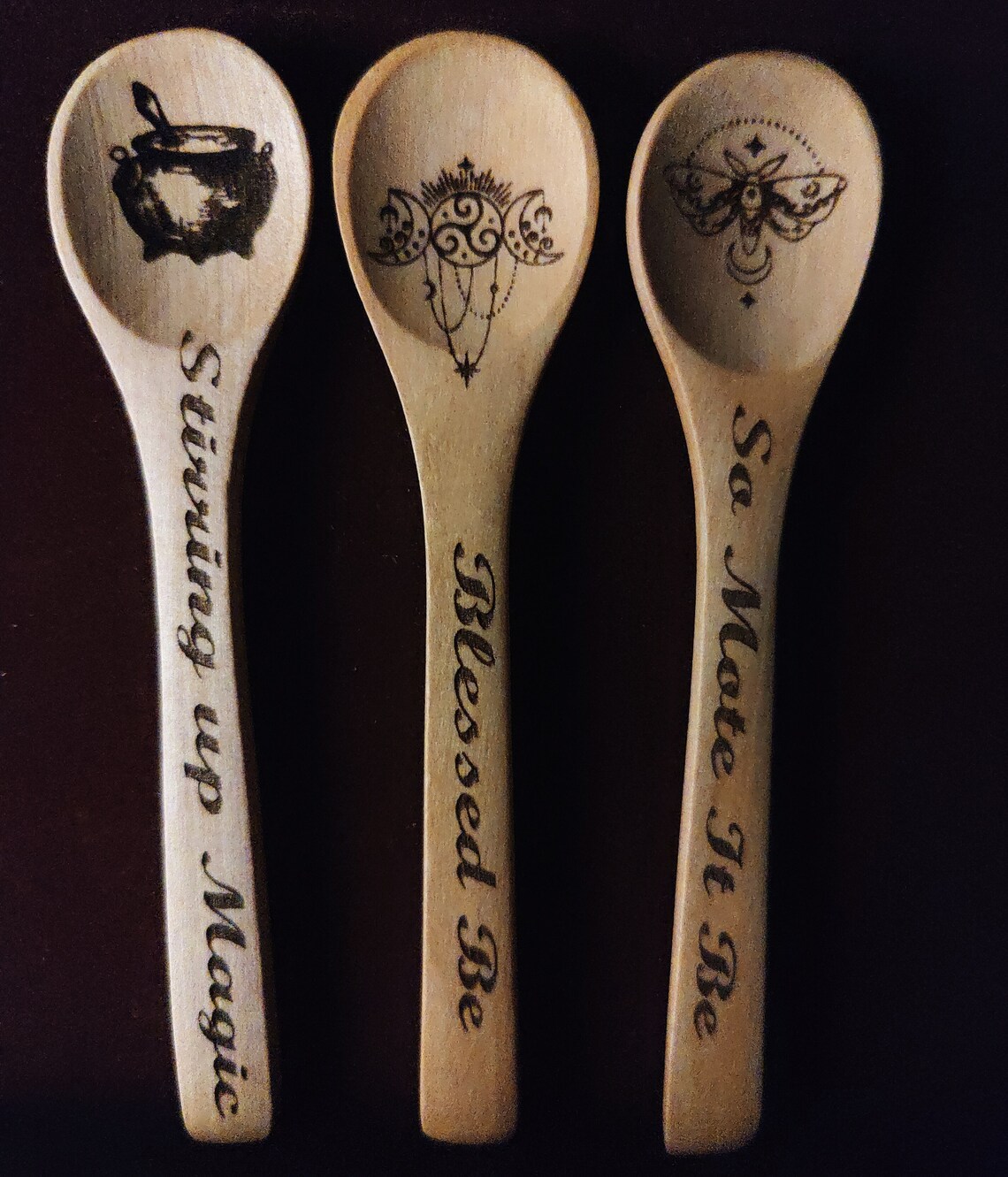 Kitchen Witch Teaspoon Set of 3 Decorative Engraved Spoons - Etsy