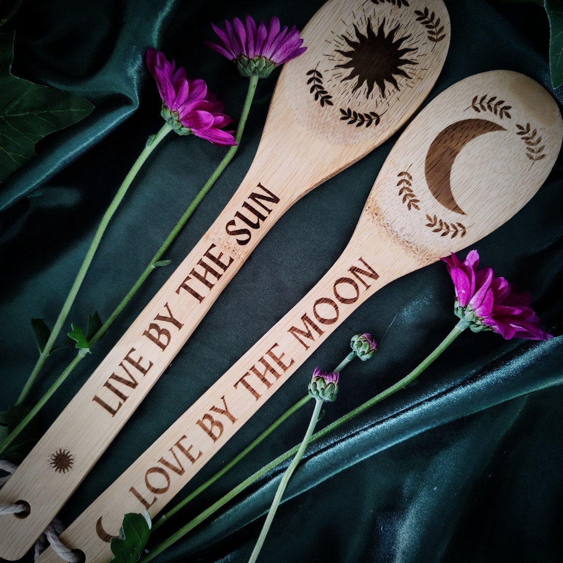 Sun and Moon Decorative Wood Spoon Set of 3 Lunar Spoon | Etsy