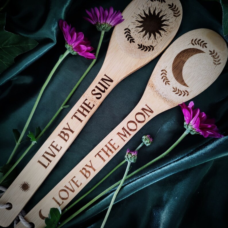 Sun and Moon Decorative Wood Spoon Set of 3 Lunar Spoon | Etsy
