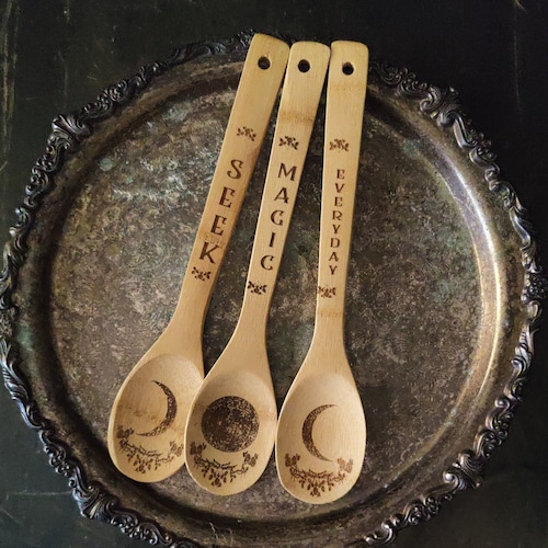 Kitchen Witch Teaspoon Set of 3 Decorative Engraved Spoons - Etsy