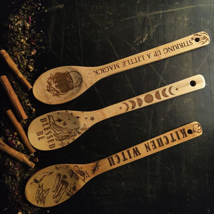 Kitchen Witch Decorative Spoon Set of 3 Moon Phases Witch - Etsy