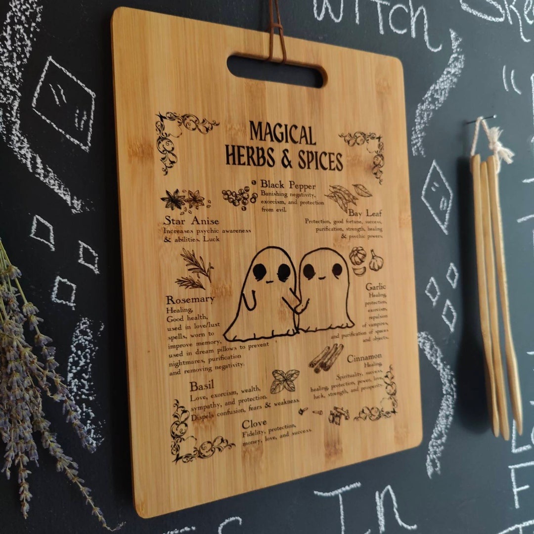 Ghost Cutting Board Magical Herbs, Kitchen Witch, Green Witch Wood ...