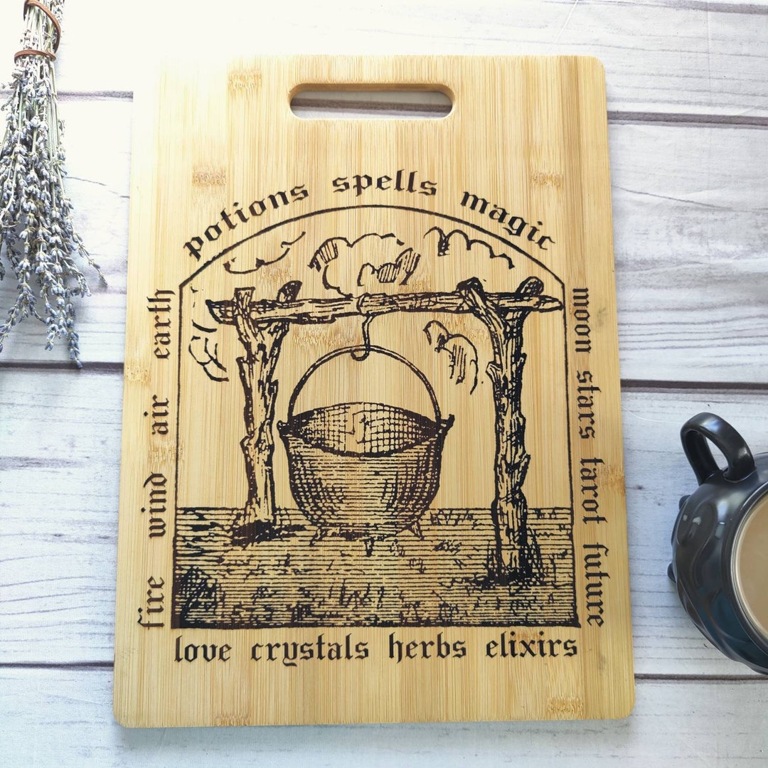 Witch Cauldron Cutting Board, Witch Cutting Board, Kitchen Decor, Wall ...