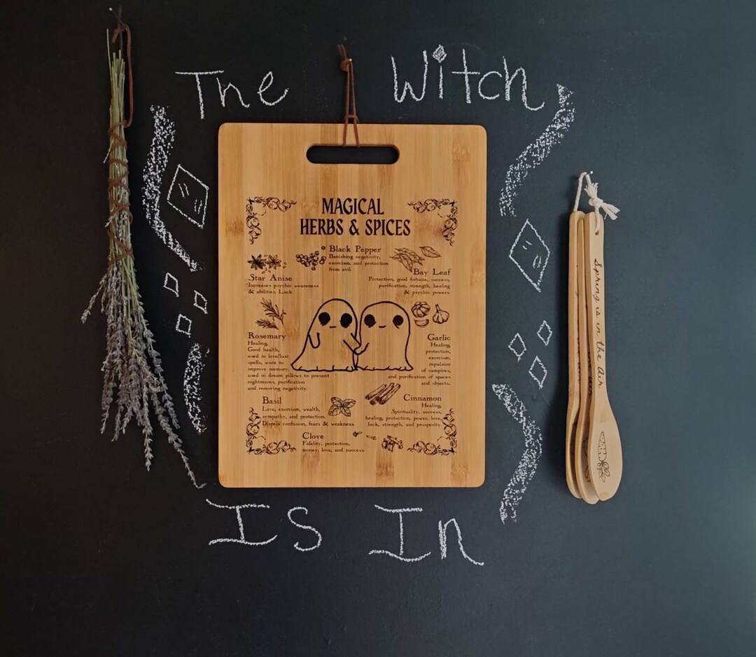 Ghost Cutting Board Magical Herbs Kitchen Witch Green Witch - Etsy