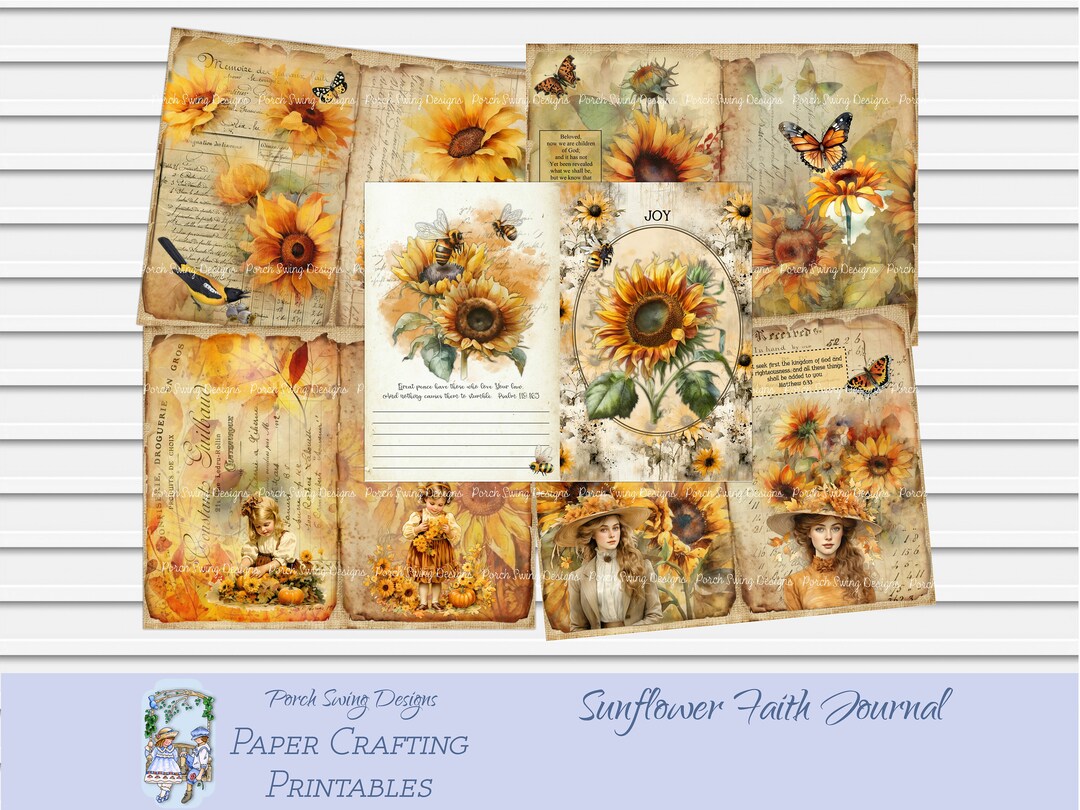 Sunflower Autumn Faith Journal Kit: Scripture Verses (digital Download ...