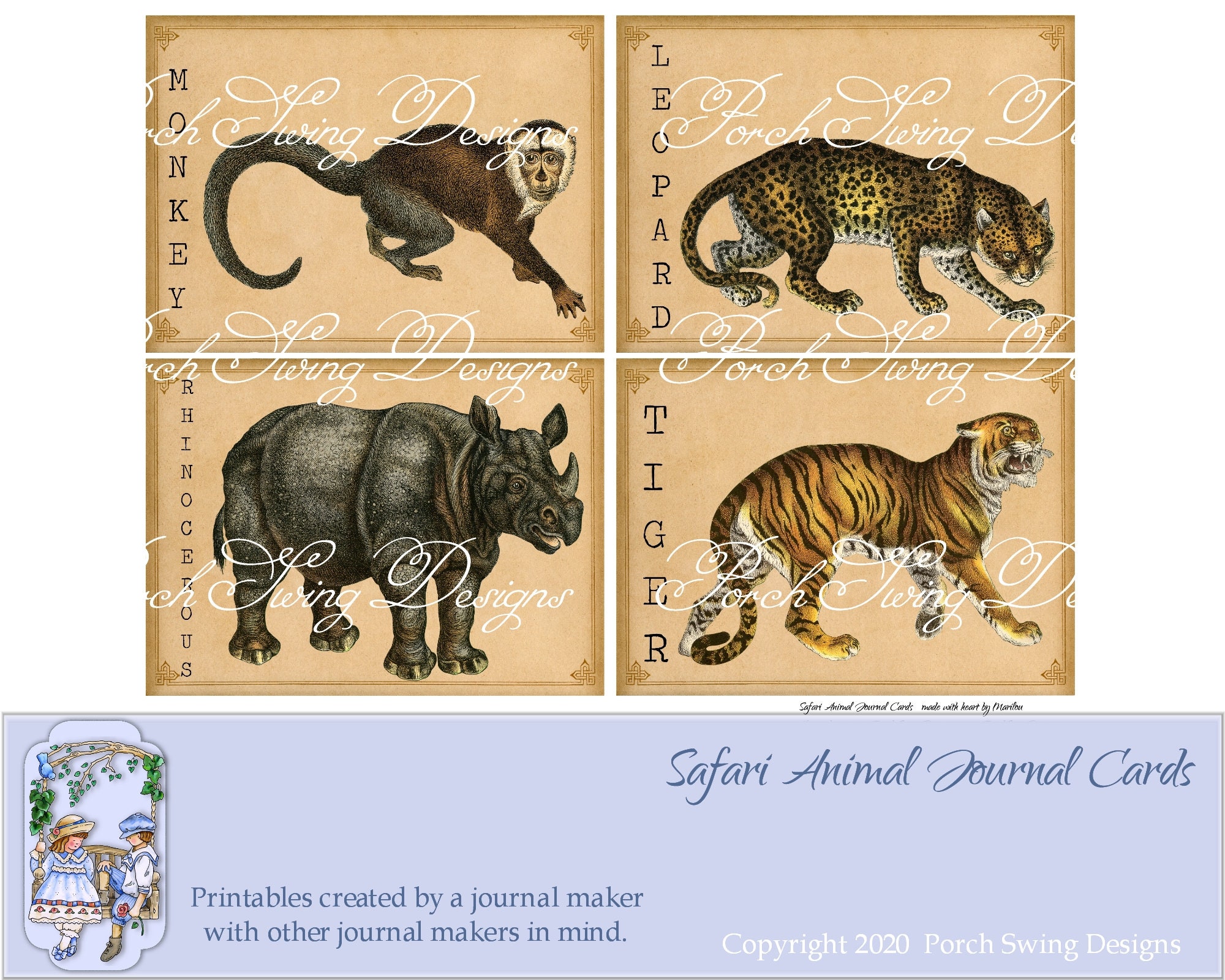 Safari Animal Journal Cards - Animals, African Animals, Ephemera ...