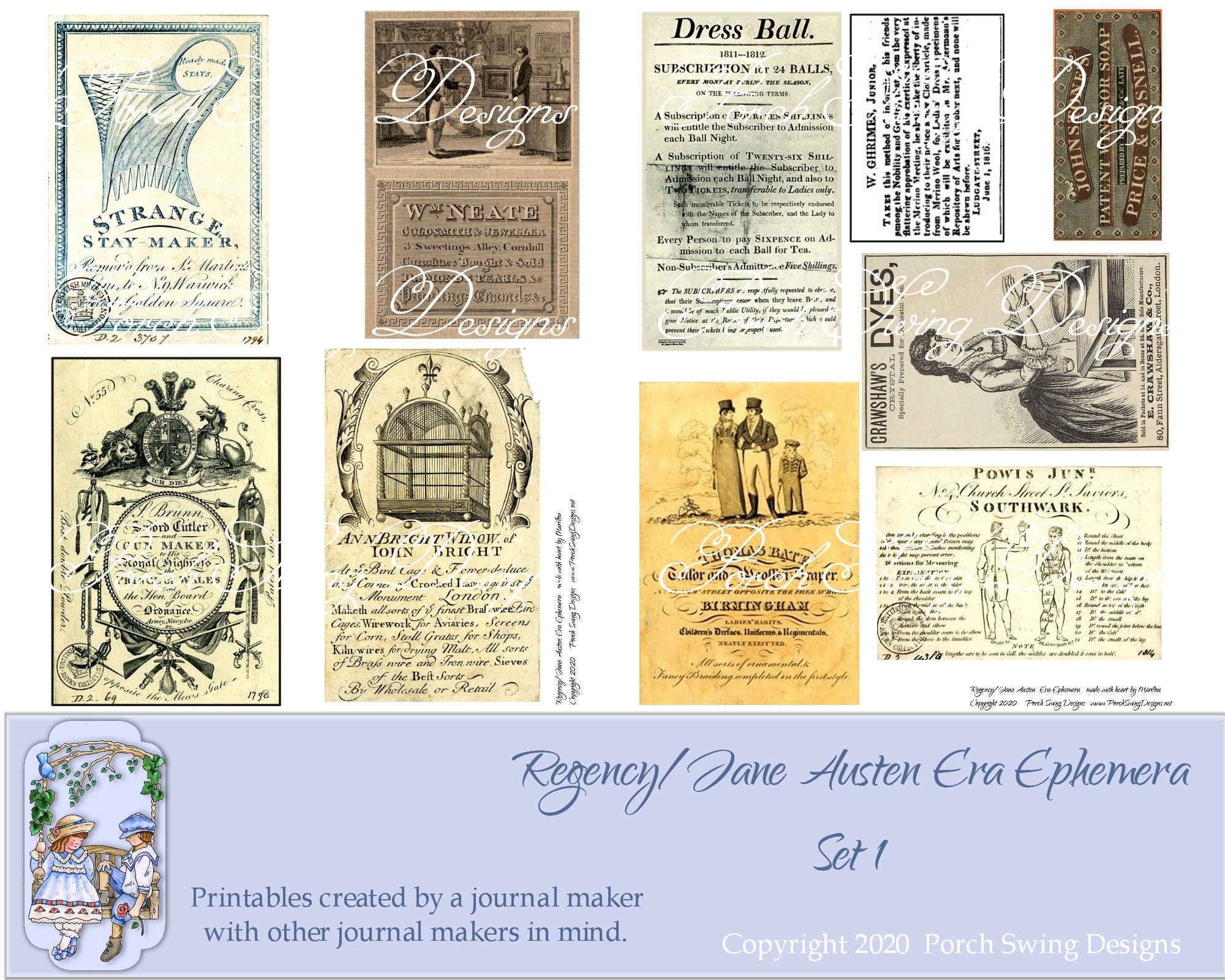 Regency Jane Austen Era Ephemera Set 1 Vintage Ephemera Jane Austen ...