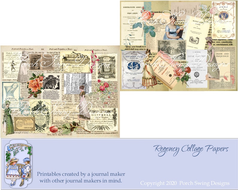 Regency Collage Papers Vintage Tear Sheets Jane Austen - Etsy