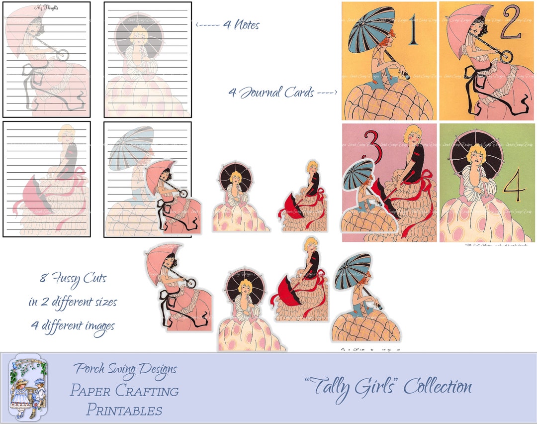 Tally Girl Collection Note Pads Fussy Cuts Journal Cards - Etsy UK