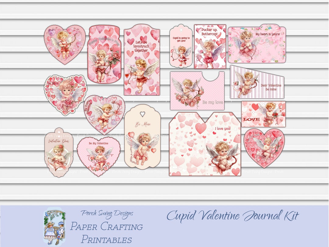 Cupid Valentine Journal Kit: Pink Floral Paper Craft (digital Download ...