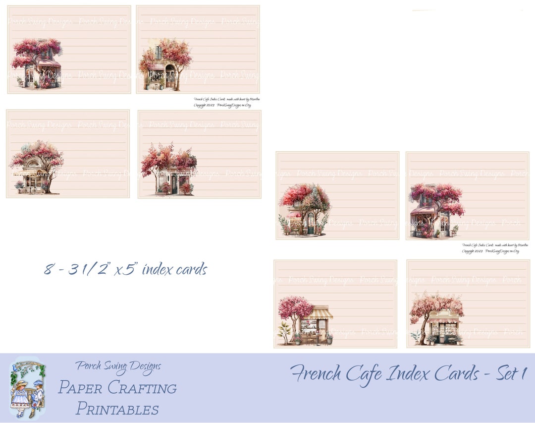 French Cafe Index Cards Set 1 -journal Ephemera, Parisian Cafe Journal ...