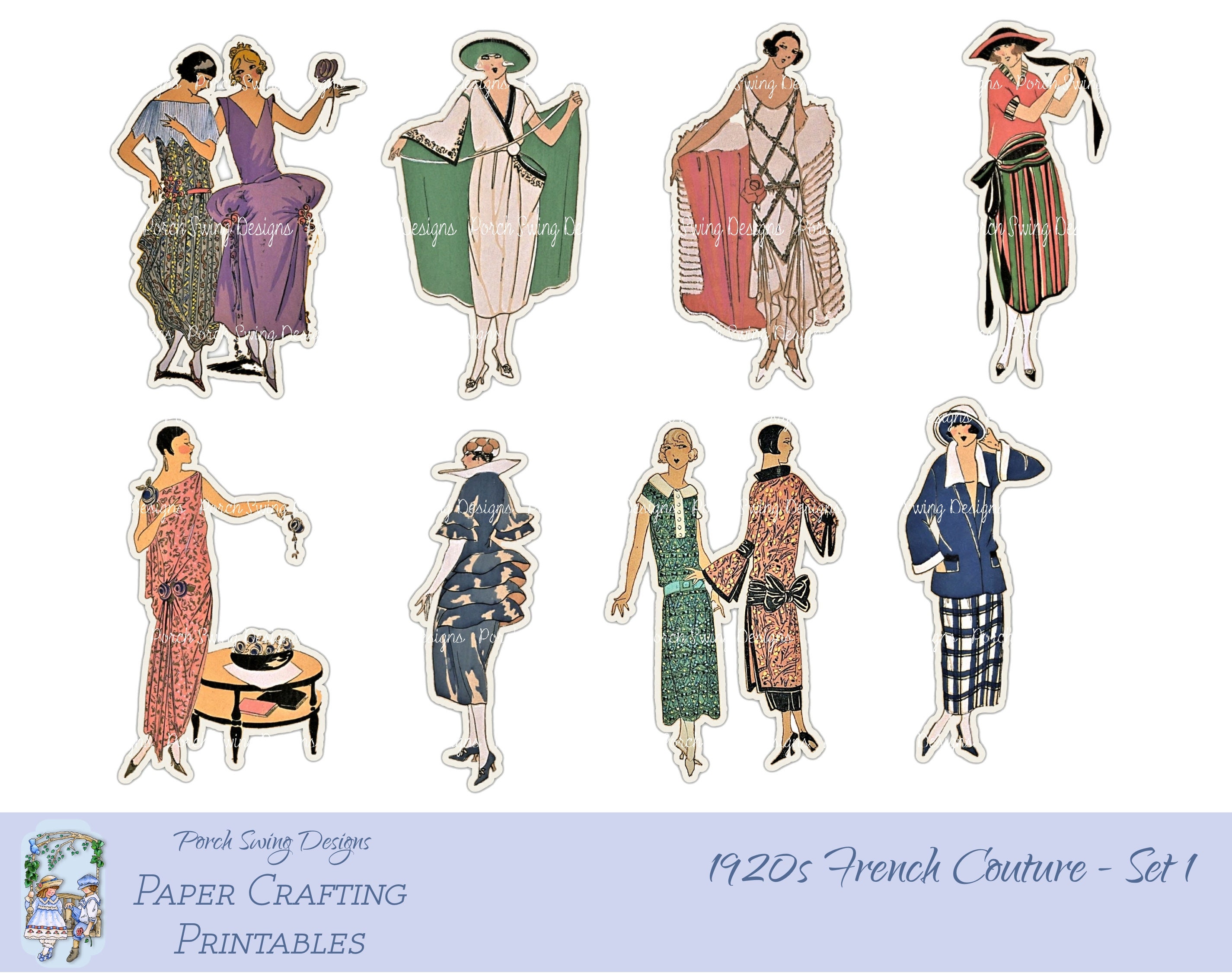 1920 French Couture Set 1 French Fashion Fussy Cuts 1920s - Etsy
