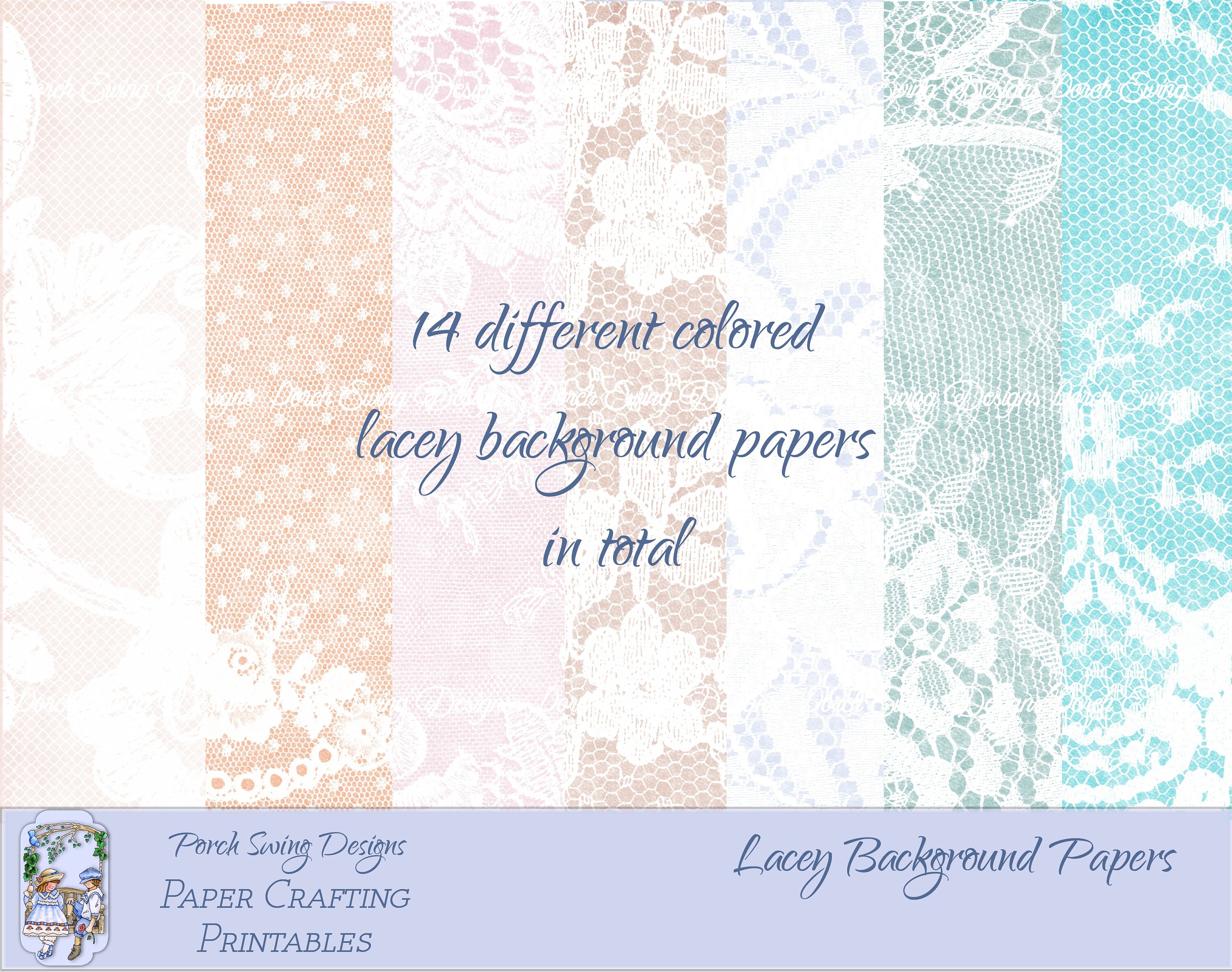 Lacey Background Papers: Multi-colored Scrapbook Paper (digital ...
