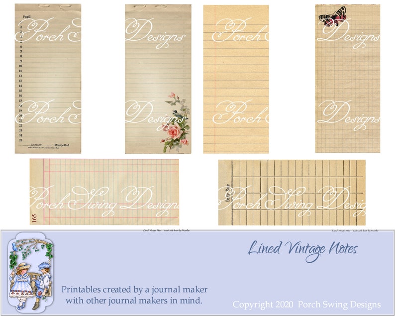 Lined Vintage Notes Printable Note Pads Journal Vintage Printables ...
