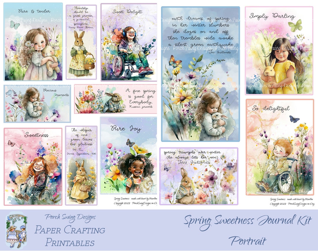 Spring Sweetness Journal Kit 2 - Tall, Slim Portrait-style Colorful ...