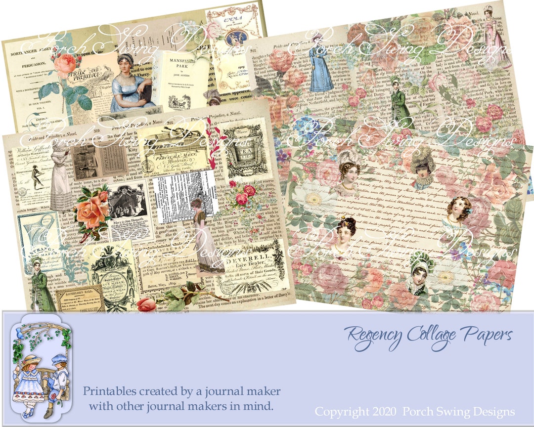 Regency Collage Papers - Vintage Tear Sheets Jane Austen Printables ...