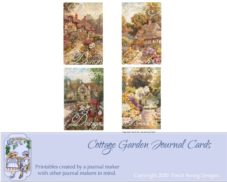Cottage Garden Journal Cards - Vintage Gardens, Cottage Gardens, Floral ...