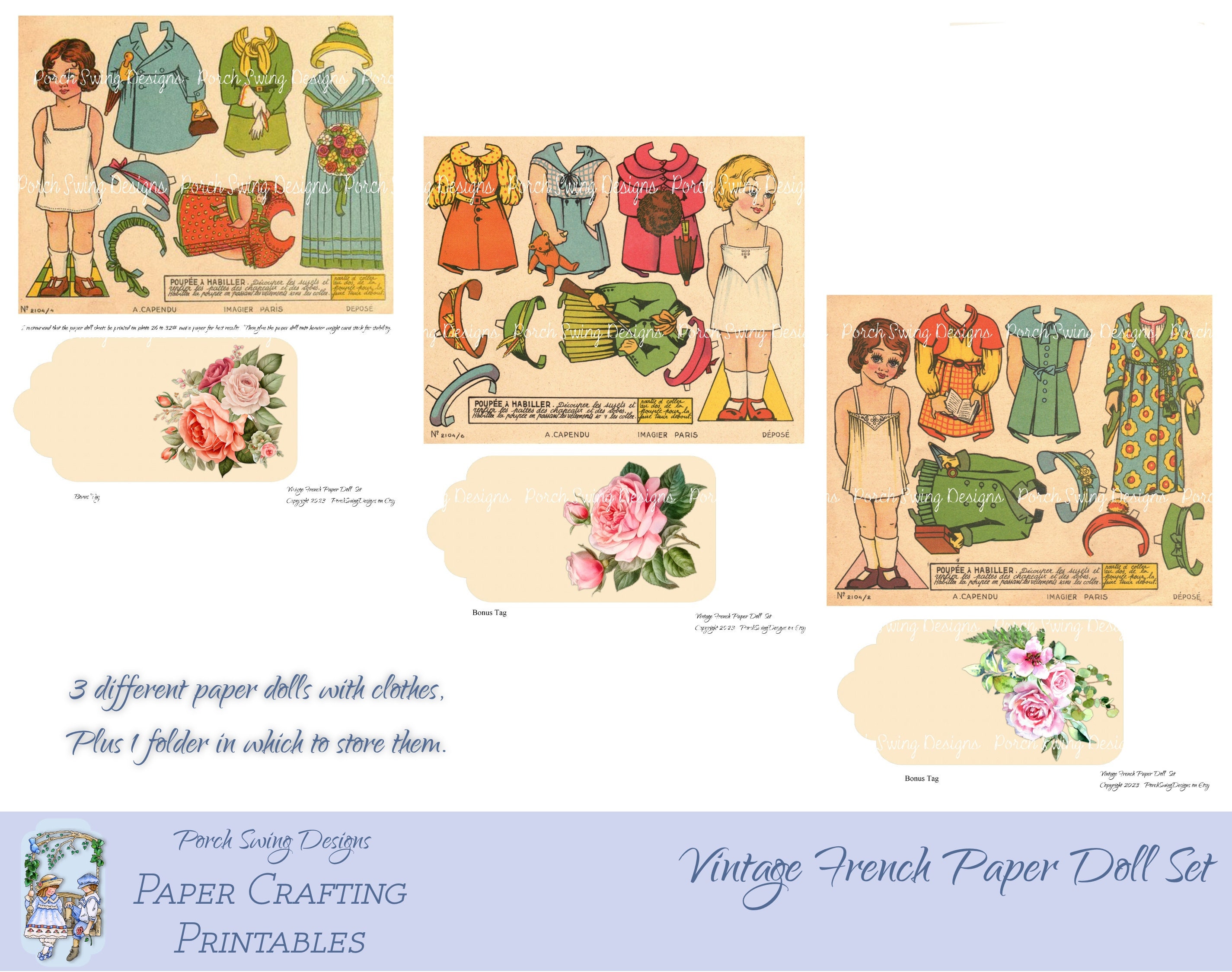 Vintage French Paper Doll Set Vintage Paper Dolls, Paper Doll Folder ...