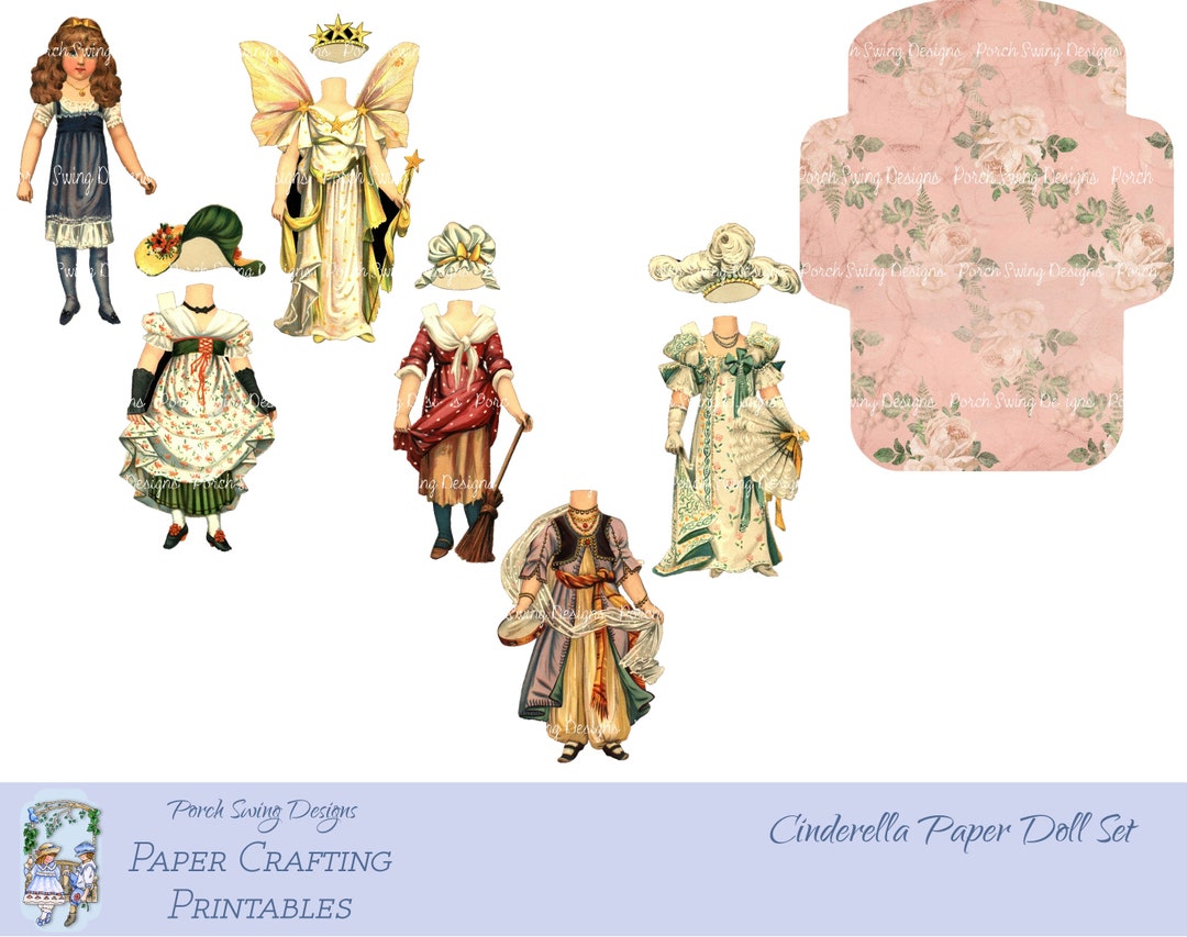 Cinderella Paper Doll Set - Vintage Paper Dolls, Vintage Dolls, Journal ...