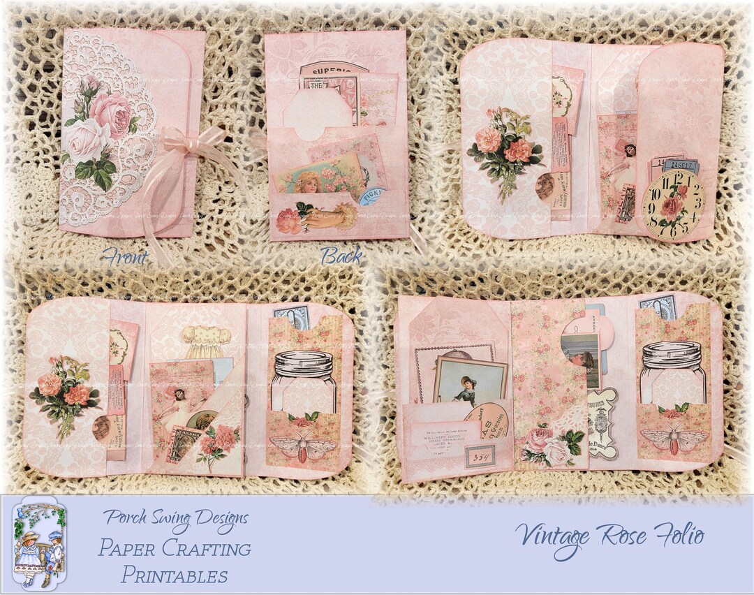 Vintage Rose Folio - Floral Booklet, Printable Folio, Roses, Miniature ...
