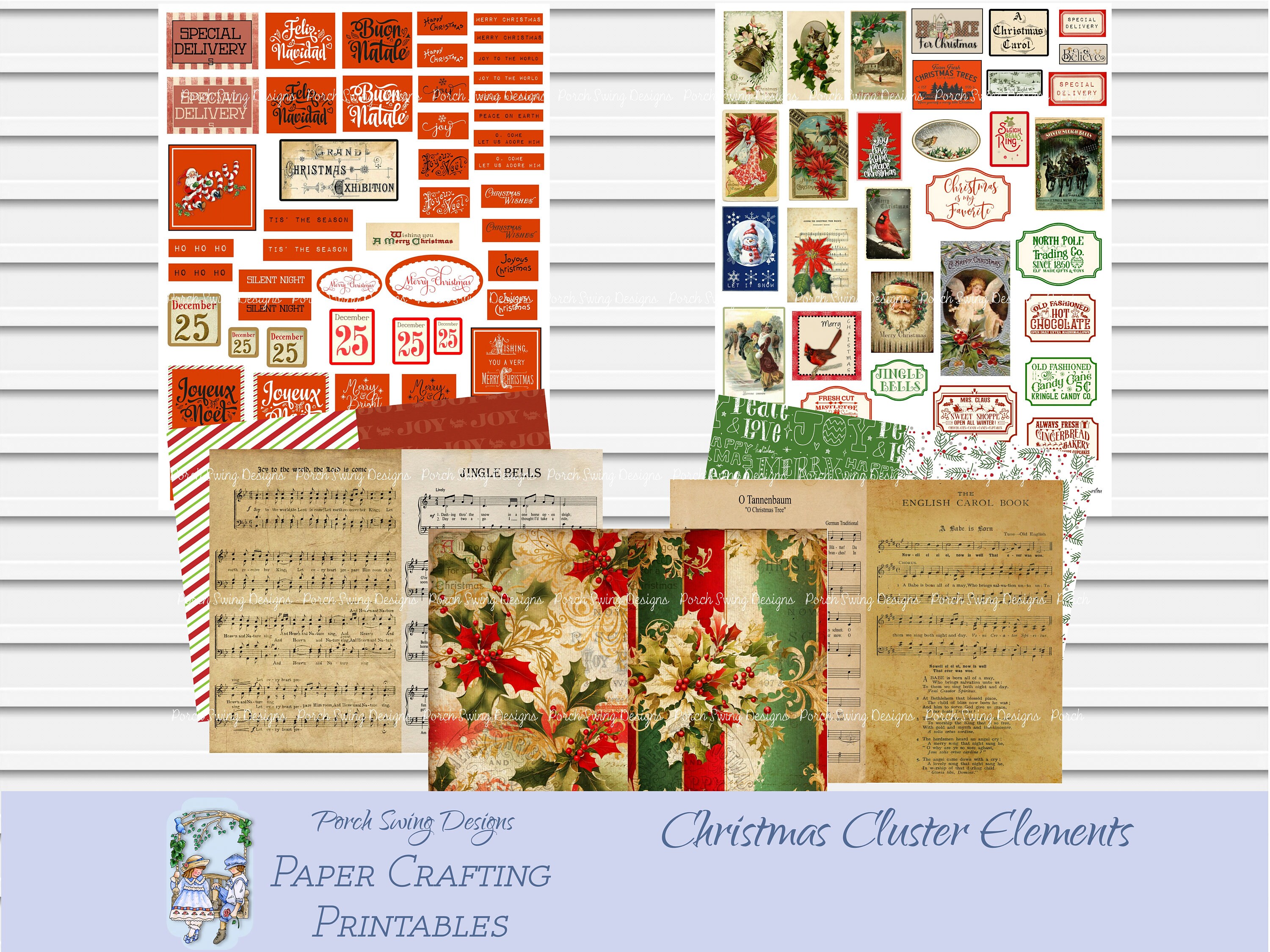 Christmas Cluster Elements Printable Cluster Elements, Christmas Papers ...