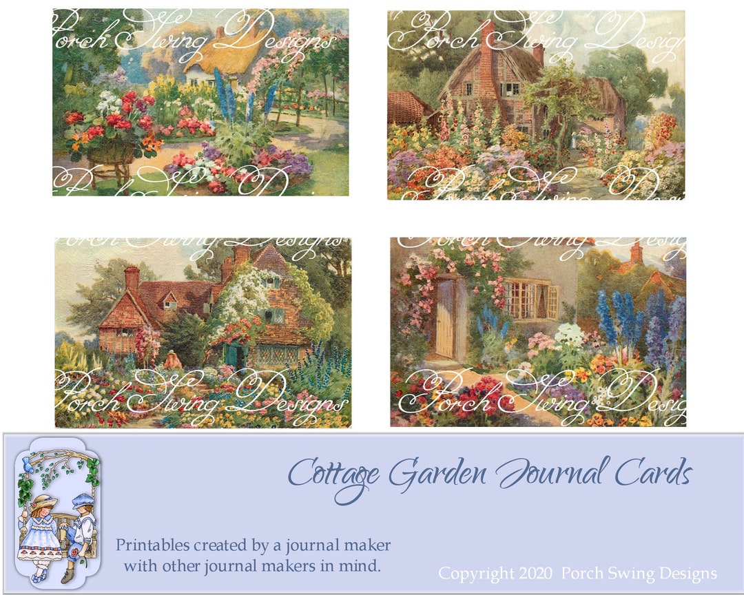Cottage Garden Journal Cards - Vintage Gardens, Cottage Gardens, Floral ...