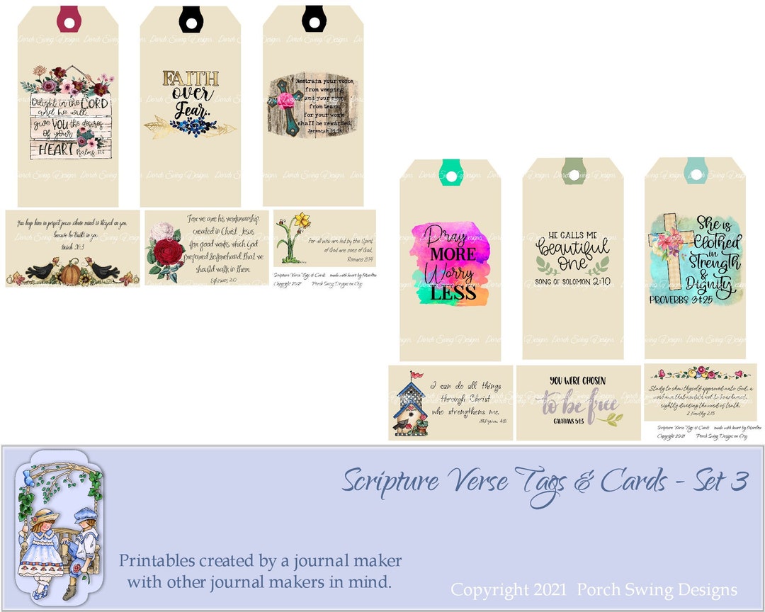 Scripture Verse Tags & Cards Set 3 - Bible Verses, Bible Study Helps ...