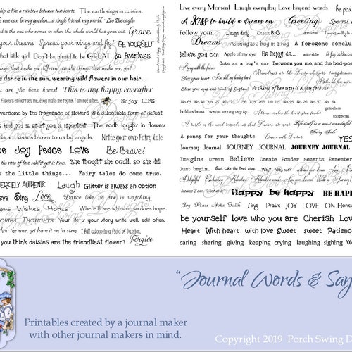 Journal Words & Sayings Set 1 Printable Positive Words - Etsy