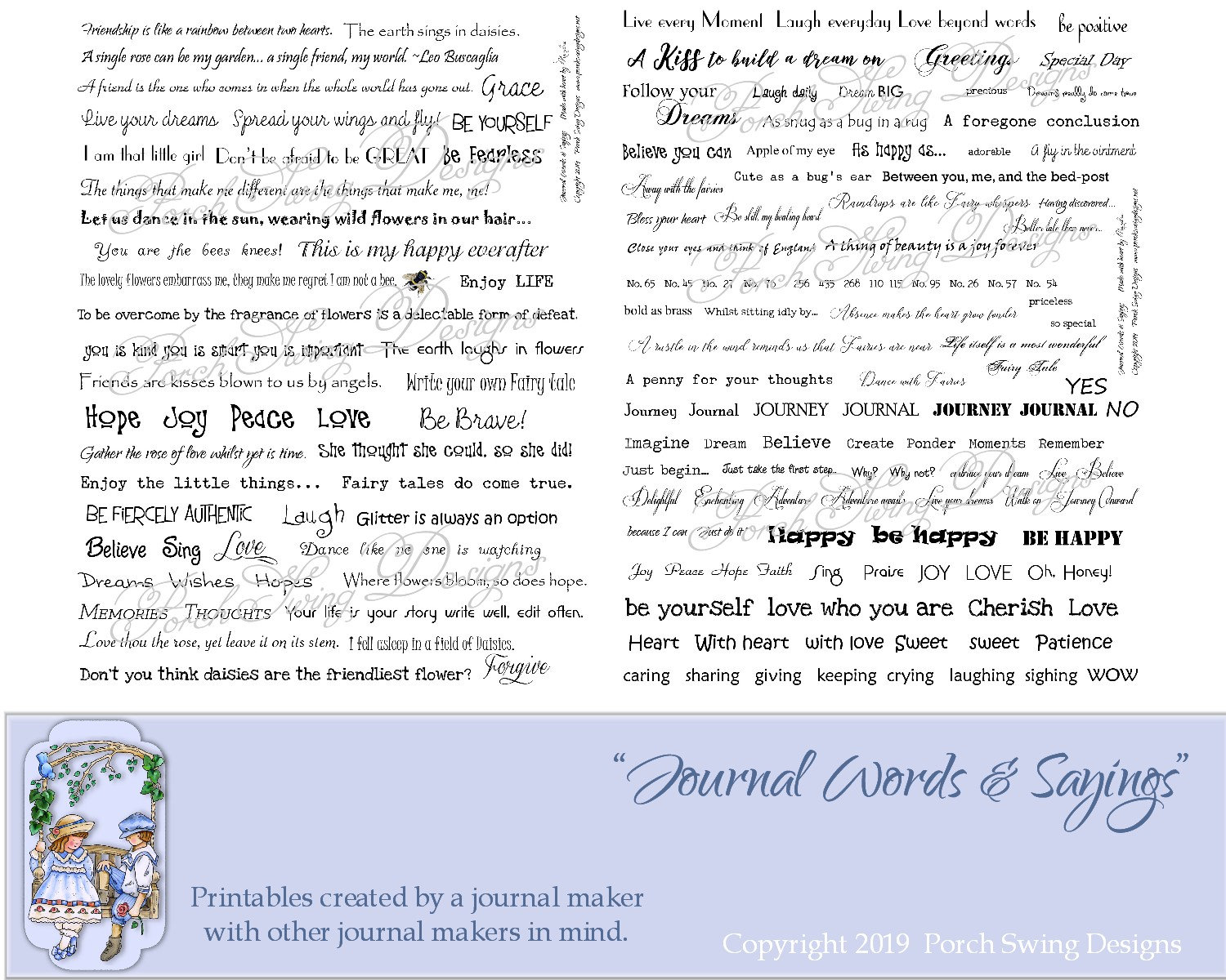 Journal Words & Sayings Set 1 Printable, Positive Words, Junk Journal ...