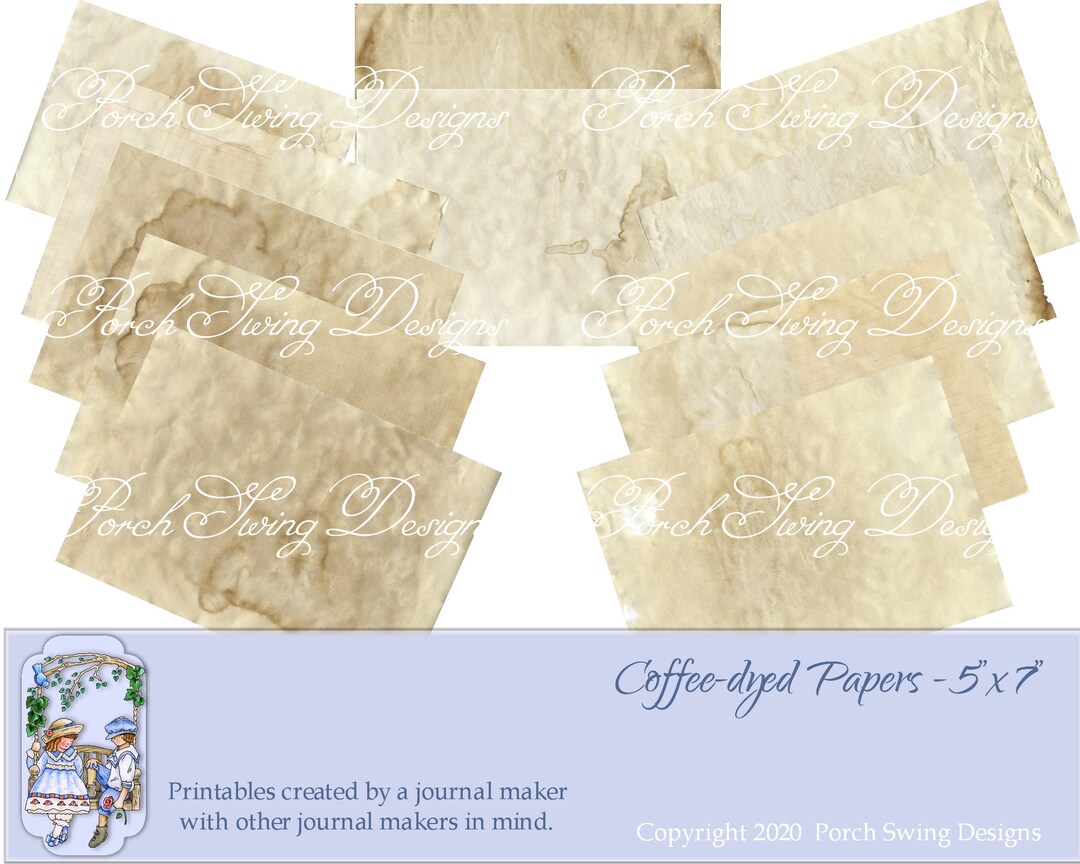 Printable Coffee-dyed Paper: 5x7 Journal Ephemera (digital Download) - Etsy