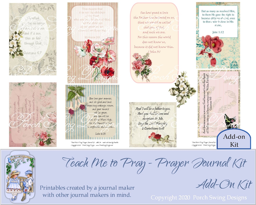 Teach Me to Pray Journal Add on Kit - Prayer Bible Verses Study Helps ...