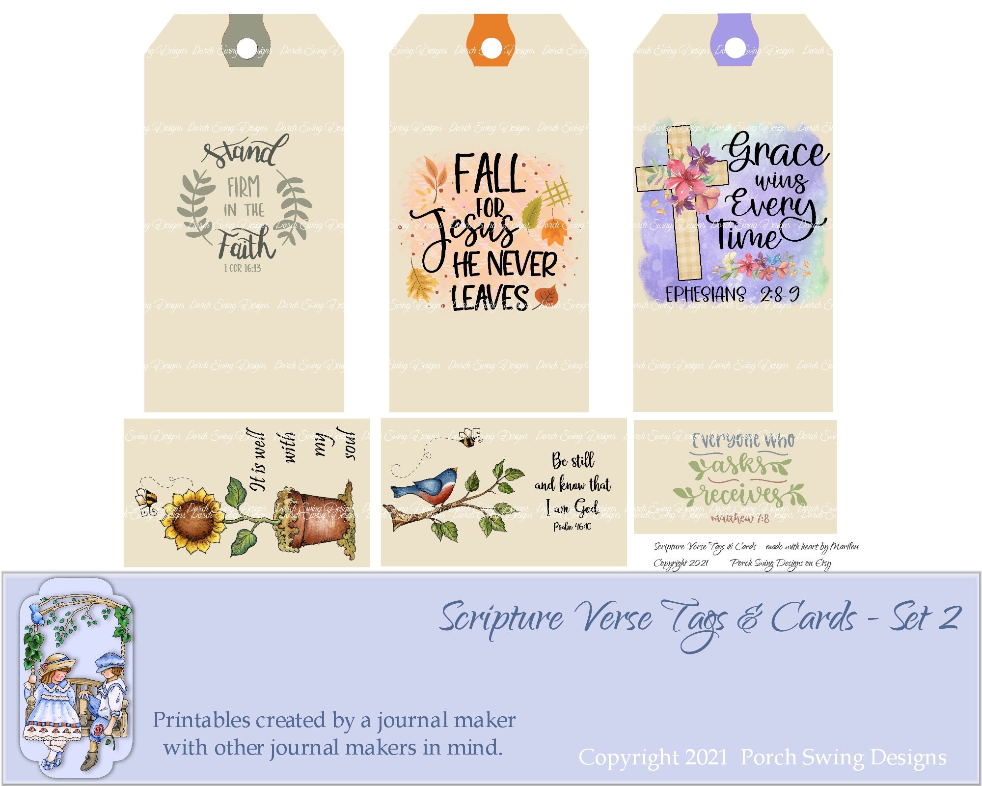Scripture Verse Tags & Cards Set 2: Bible Journal Printables (digital ...
