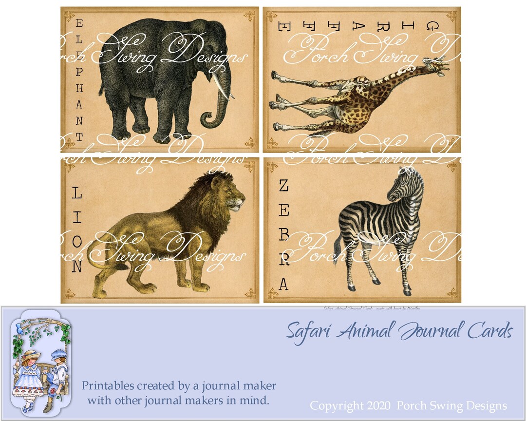 Safari Animal Journal Cards - Animals, African Animals, Ephemera ...