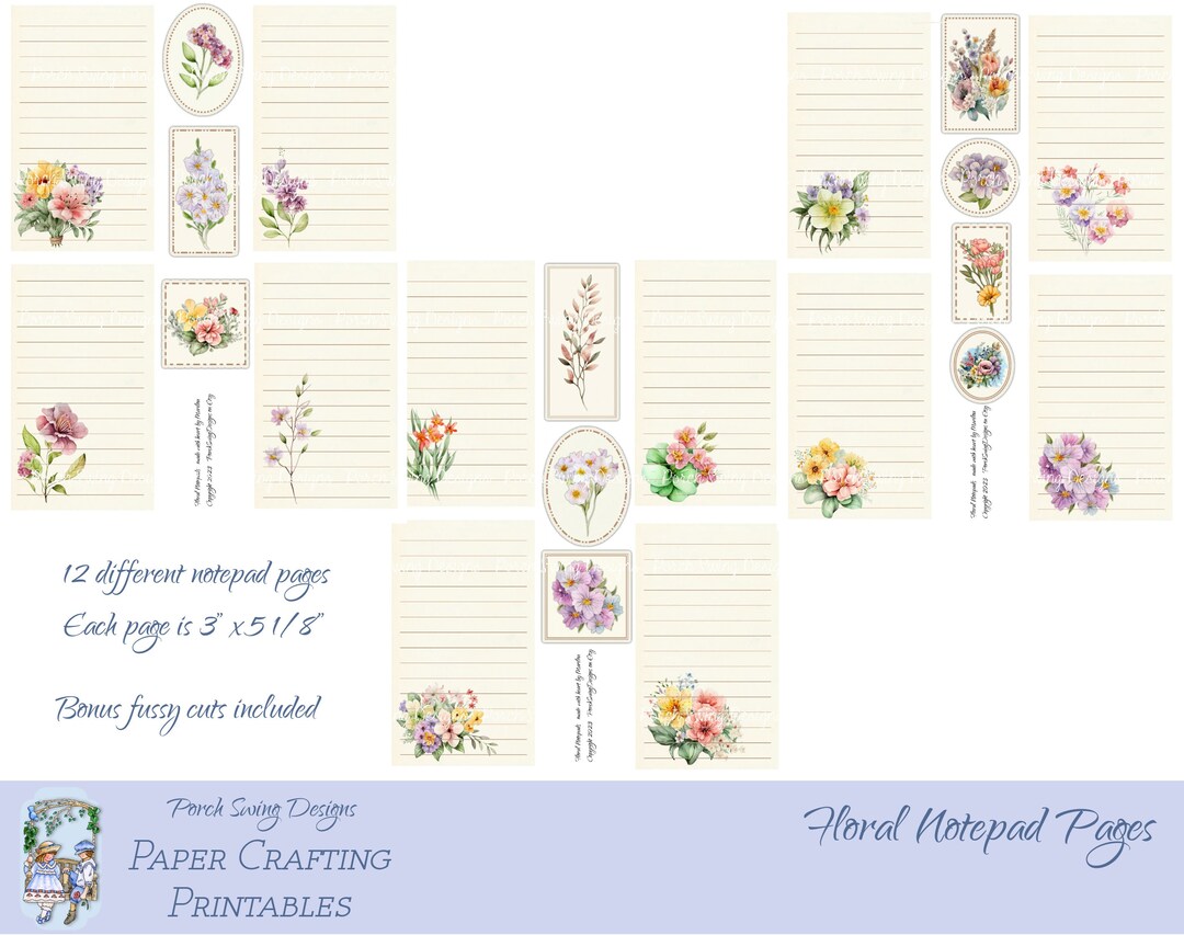 Floral Notepad Pages: DIY Journal Paper Pad (digital Download) - Etsy