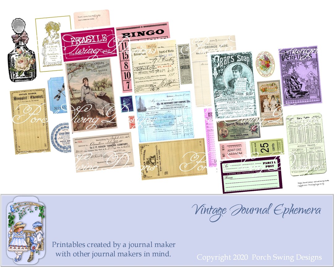 Vintage Journal Ephemera - Journal Ephemera, Journal Elements, Instant ...