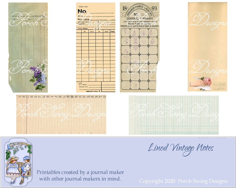 Lined Vintage Notes Printable Note Pads Journal Vintage Printables ...